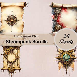 Steampunk Scrolls, Magic Scrolls, 34 PNG Cliparts, Scrolls Clipart ...