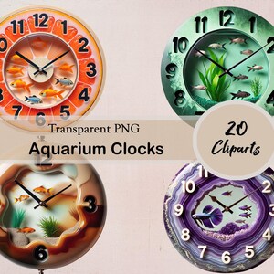 Aquarium Clocks, 20 PNG Cliparts, Wall Clock, Pocket Watch, Aquarium ...