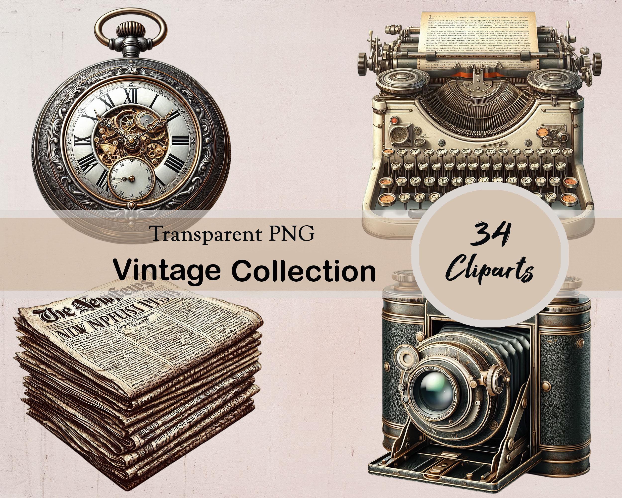 Vintage Collection Clipart, 34 PNG Cliparts With Transparent Background ...