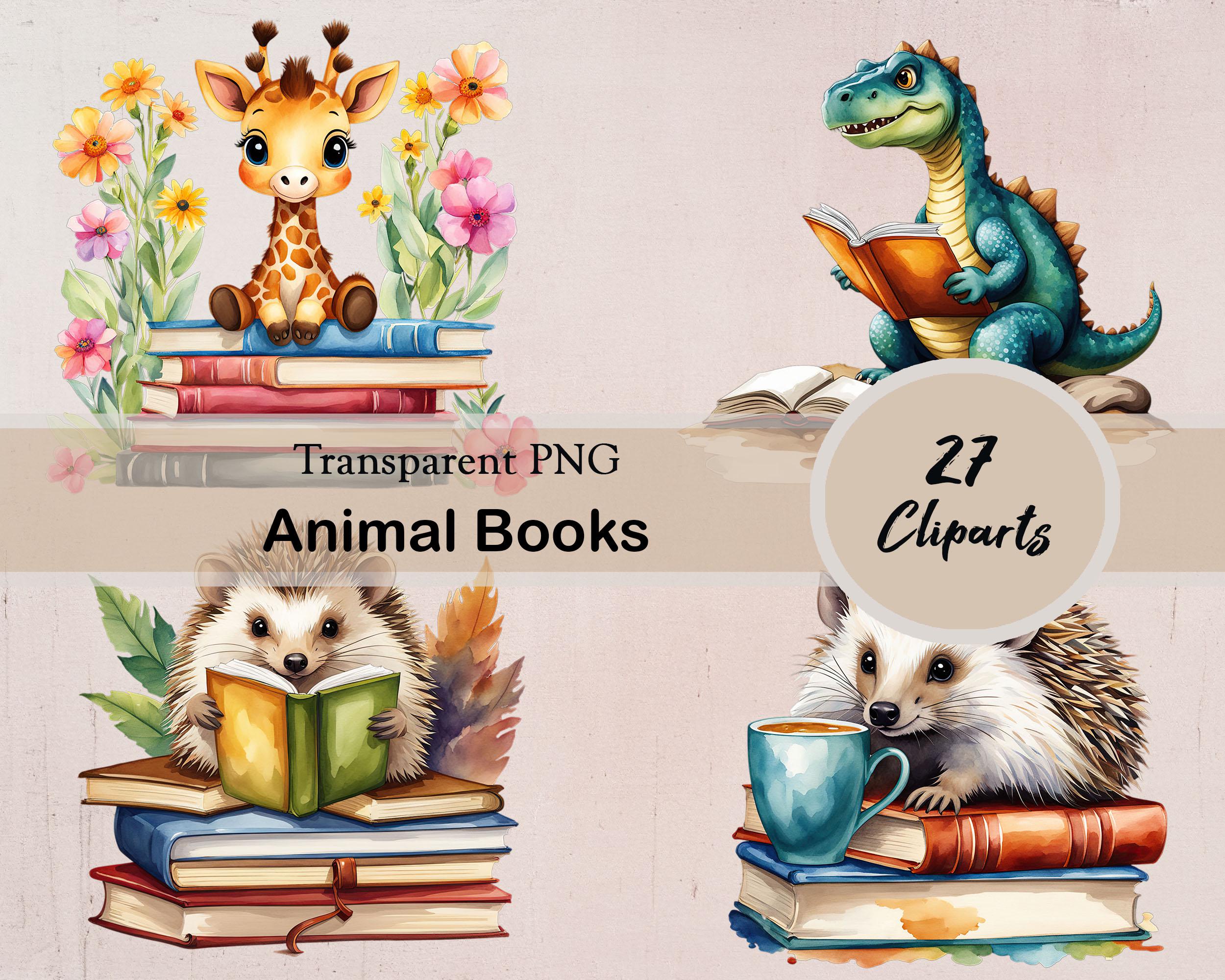 Animal Books, 27 PNG Cliparts, Animal Books, Animal Reading Book ...