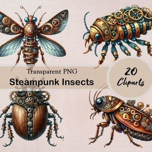 Steampunk Insects, 20 PNG Cliparts, Steampunk, Insect, Printable ...