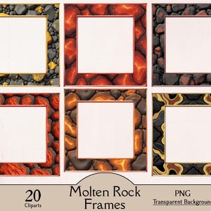 Molten Rock Frames, 20 PNG Cliparts, Lava Frames, Magma Frames, Volcano ...