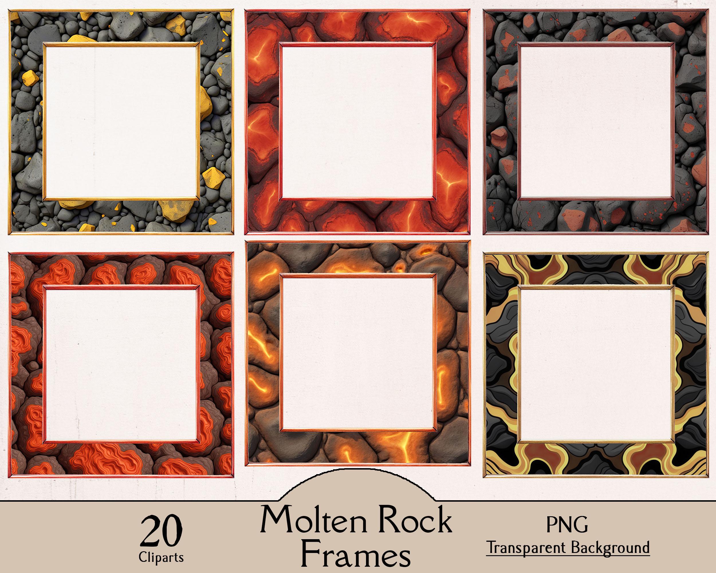Molten Rock Frames, 20 PNG Cliparts, Lava Frames, Magma Frames, Volcano ...