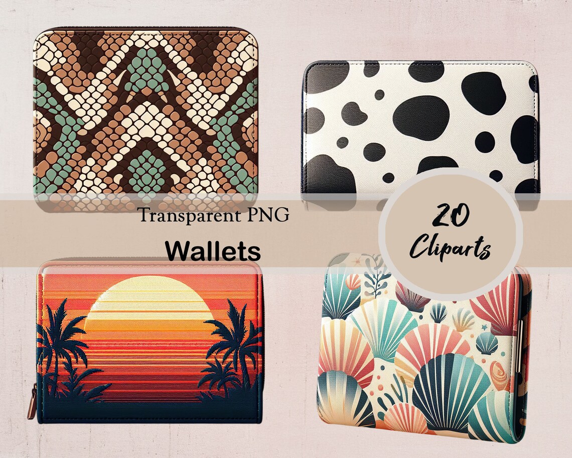 Wallets, 20 PNG Cliparts, Woman Wallet, Summer Wallet, Leather Wallet ...