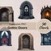 Gothic Doors, 50 PNG Cliparts, Fantasy Wooden Doors, Dungeon Entrance ...
