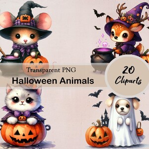 Halloween Animals, 20 PNG Cliparts, Cute Halloween Animals, Cliparts ...
