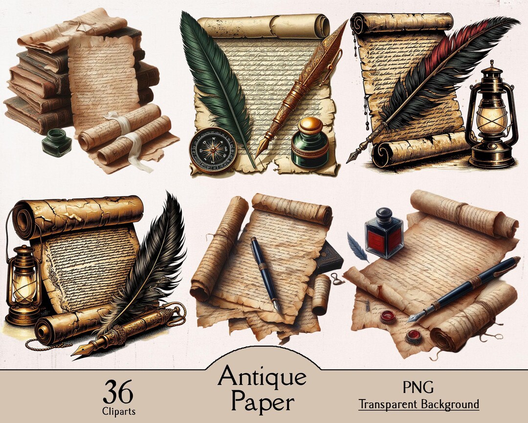 Antique Paper Clipart, 36 PNG Clipart, Vintage Paper, Vintage Books ...