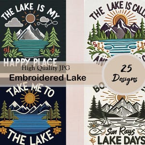 Embroidered Lake, 25 JPG Images, Embroidery, Lake, Landscape, Forest ...