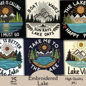 Embroidered Lake, 25 JPG Images, Embroidery, Lake, Landscape, Forest ...