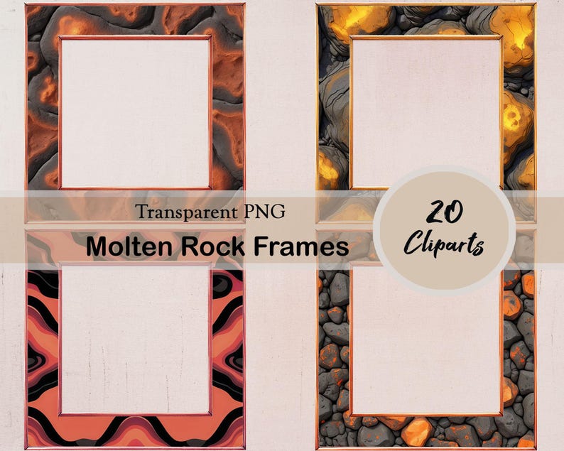 Molten Rock Frames, 20 PNG Cliparts, Lava Frames, Magma Frames, Volcano ...