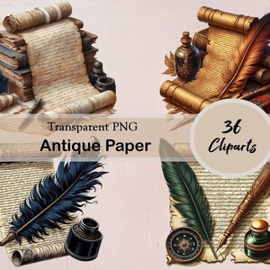 Antique Paper Clipart, 36 PNG Clipart, Vintage Paper, Vintage Books ...
