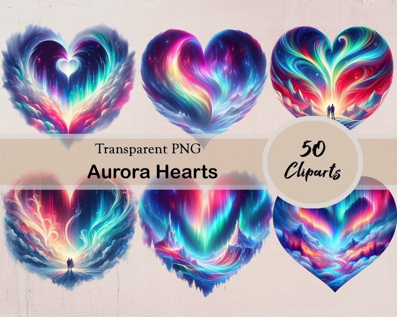 Aurora Hearts, 50 PNG Cliparts, Aurora Borealis, Aurora Australis ...