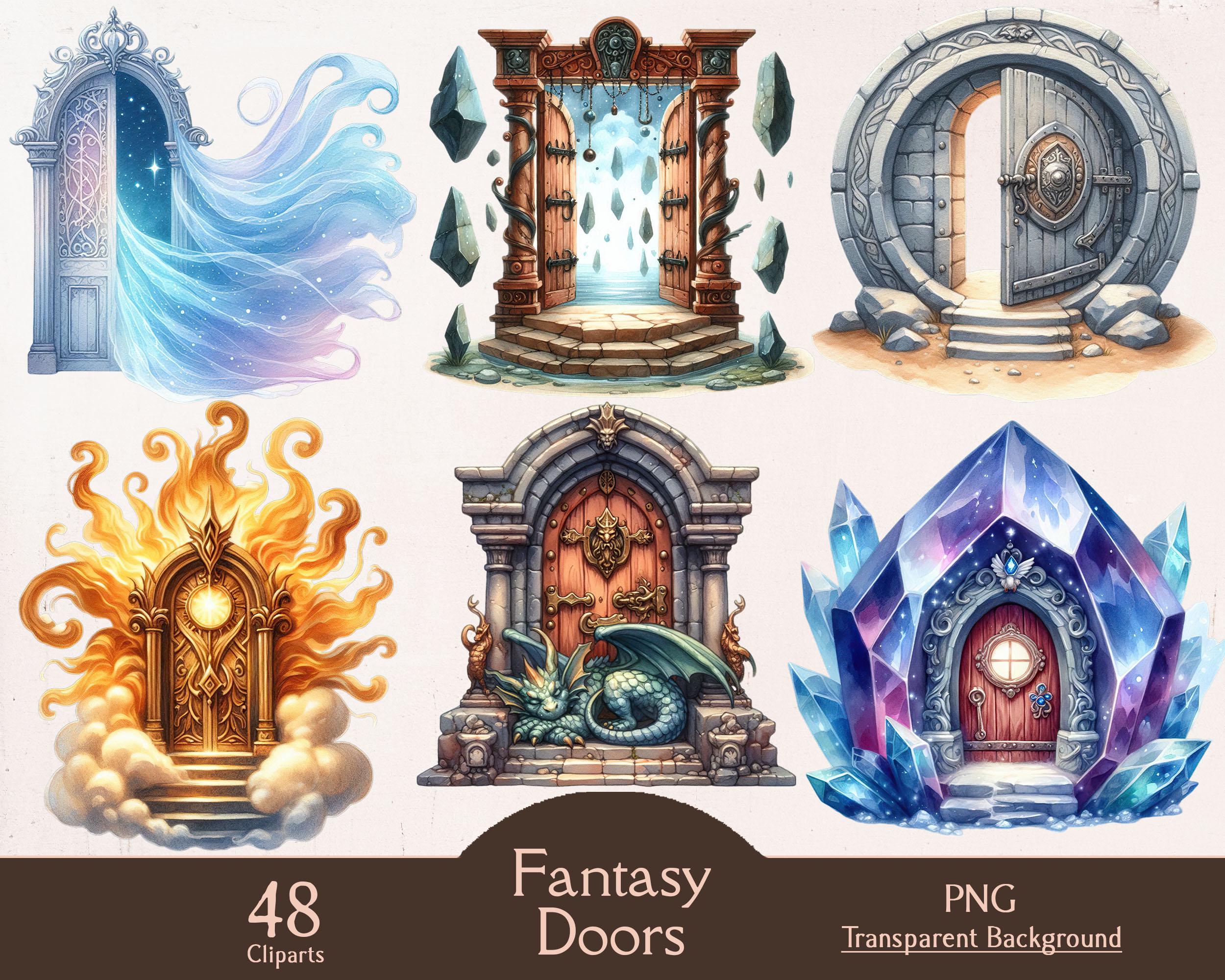 Fantasy Door, Magic Door, Castle Door, 48 PNG Cliparts, Garden Door ...