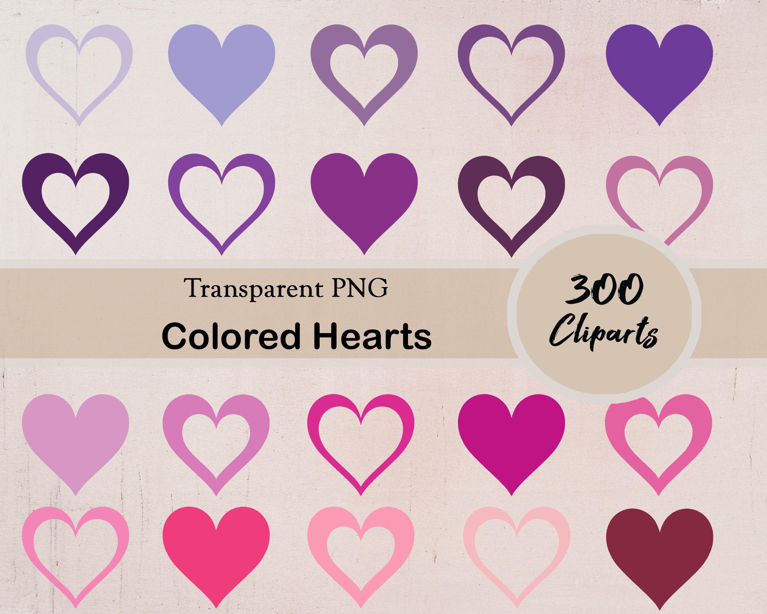 Colored Hearts, 300 PNG Cliparts, Heart Clipart, Romantic Hearts ...