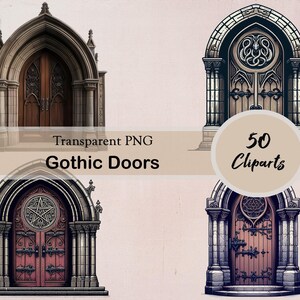 Gothic Doors, 50 PNG Cliparts, Fantasy Wooden Doors, Dungeon Entrance ...