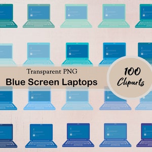 100 Laptops, Blue Screen , 100 PNG Cliparts, Digital Download ...