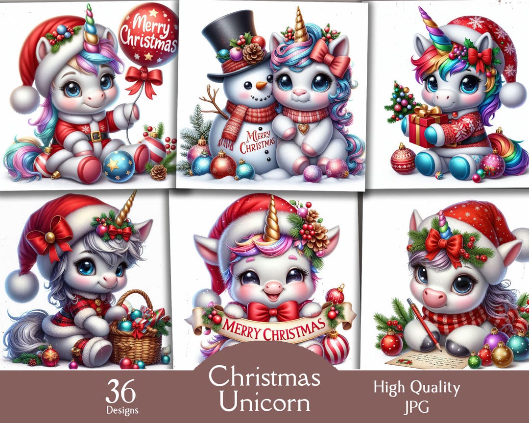 Christmas Unicorn, 36 JPG, Images Cute Unicorn, Rainbow Unicorn ...
