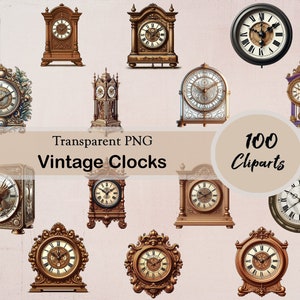 Vintage Clocks, 100 PNG Cliparts, Wall Clocks, Clocks, Retro, Old ...