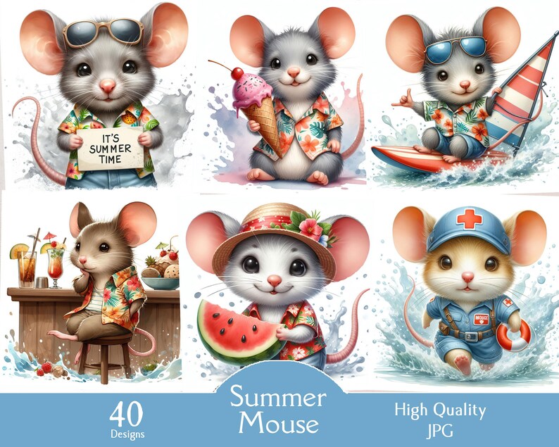 Summer Mouse, 40 JPG Images, Tropical Mouse, Hawaiian Mouse, Digital ...