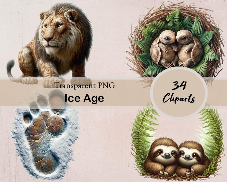Ice Age Clipart, 34 PNG Cliparts, Digital, Dinosaurs, Caveman, Iceberg ...