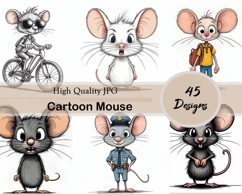 Cartoon Mouse, 45 JPG Images, Baby Room, Baby Shower, Crazy Mouse ...