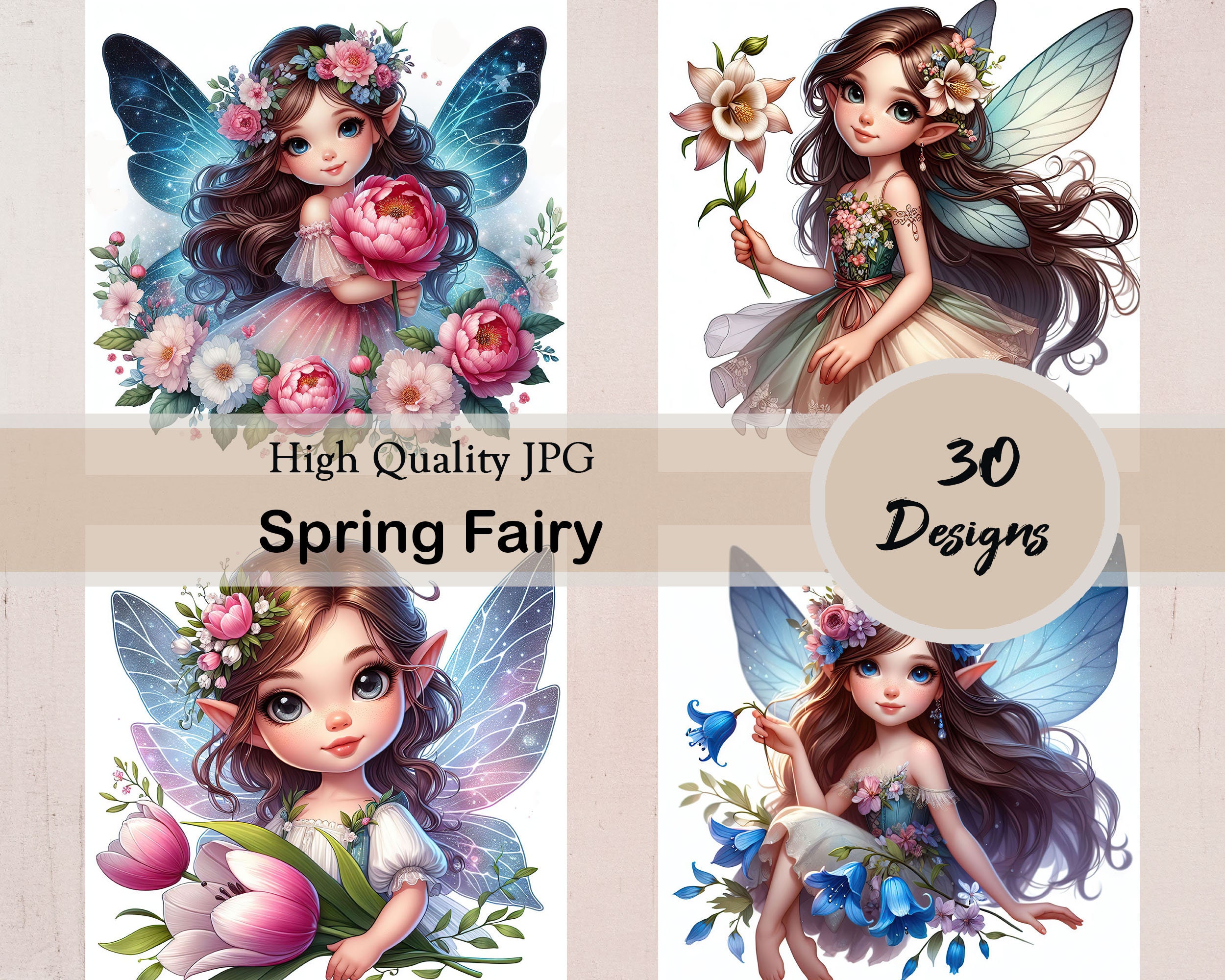 Spring Fairy, 30 Images Jpg, Clipart, Fairy Printables, Crafts, Fantasy ...