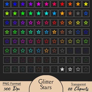 Glitter Stars, 88 PNG Cliparts, Sparkly Gold, Silver, Multicolored ...