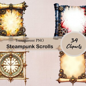 Steampunk Scrolls, Magic Scrolls, 34 PNG Cliparts, Scrolls Clipart ...