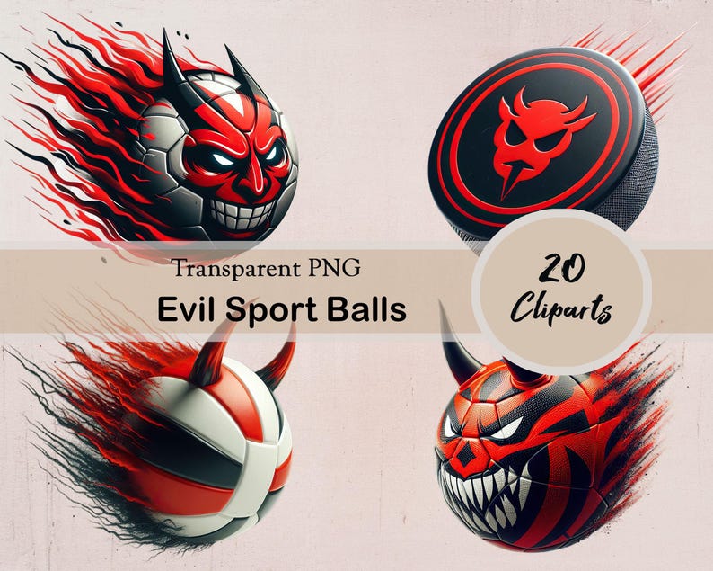 Evil Sport Balls, 20 PNG Cliparts, Devil Balls, Demon Balls, Dynamic ...
