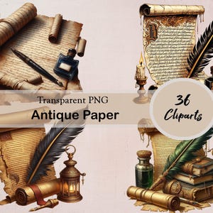 Antique Paper Clipart, 36 PNG Clipart, Vintage Paper, Vintage Books ...