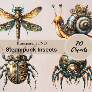Steampunk Insects, 20 PNG Cliparts, Steampunk, Insect, Printable ...