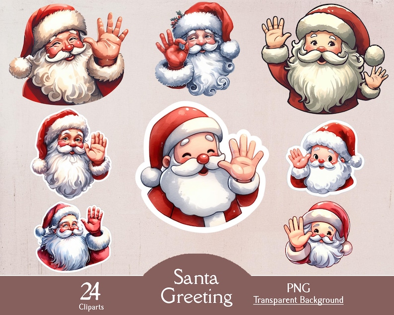 Santa Greeting 24 PNG Cliparts, Stickers, Transparent, Santa Claus ...