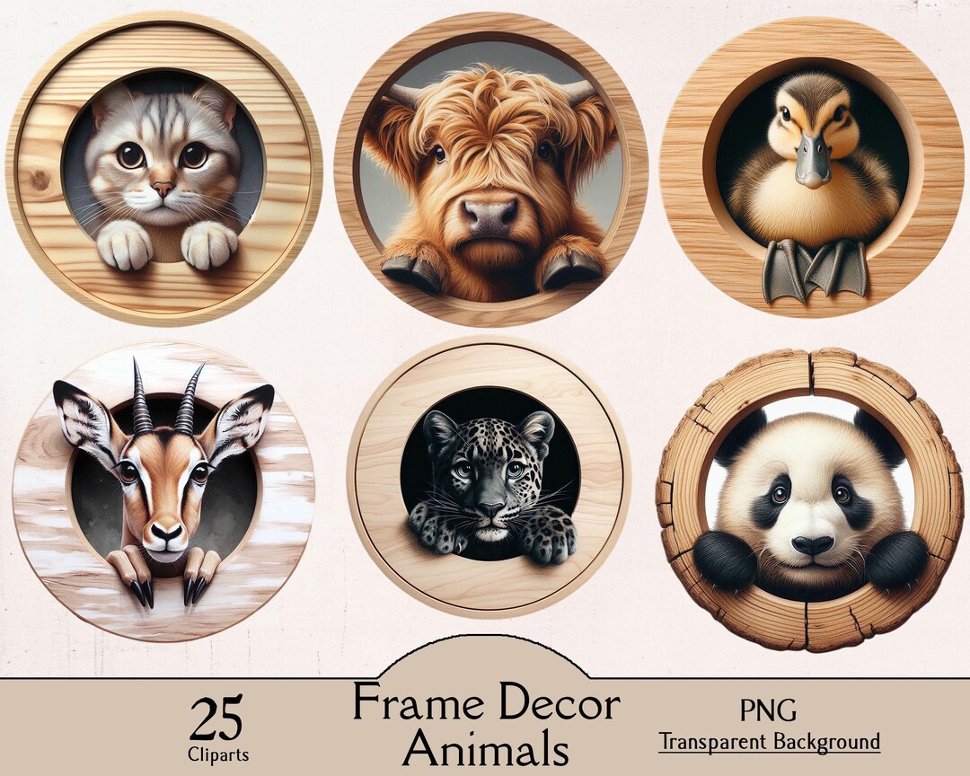 Frame Animals, 25 PNG Clipart, Frame Decor, Cottagecore, Whimsical ...