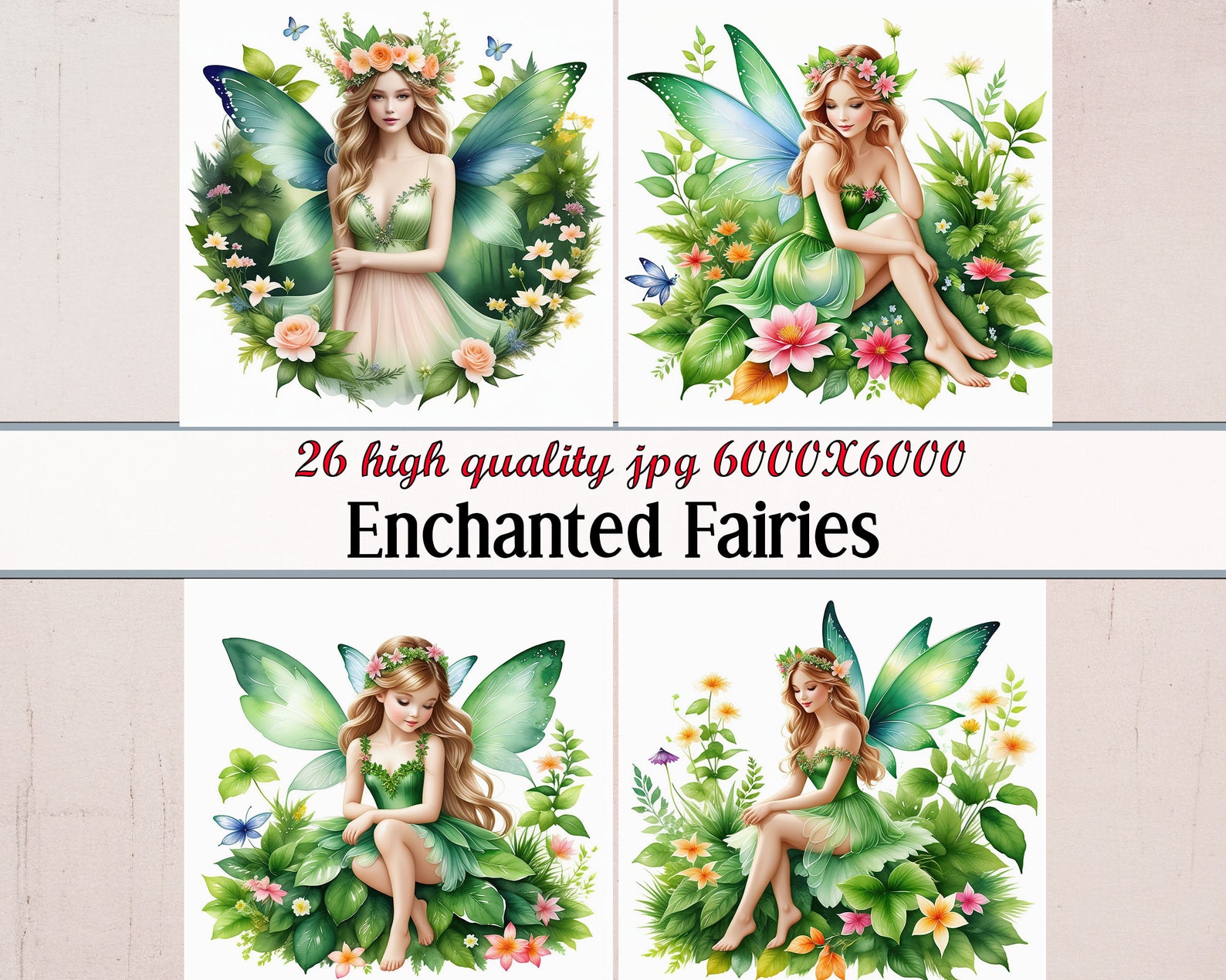 Enchanted Fairies, 26 High Quality, Jpg Images, Fantasy, Fairy, Tale, Digital, Download, Clipart ...