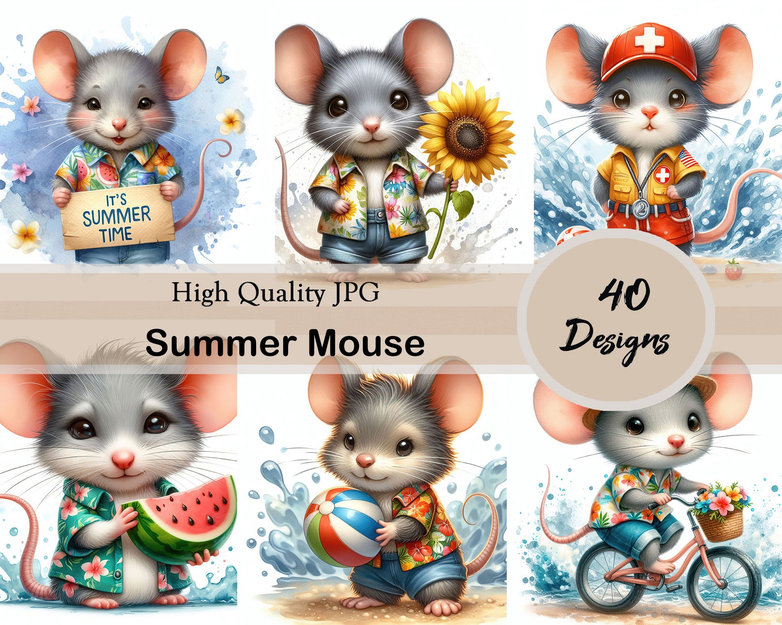 Summer Mouse, 40 JPG Images, Tropical Mouse, Hawaiian Mouse, Digital ...