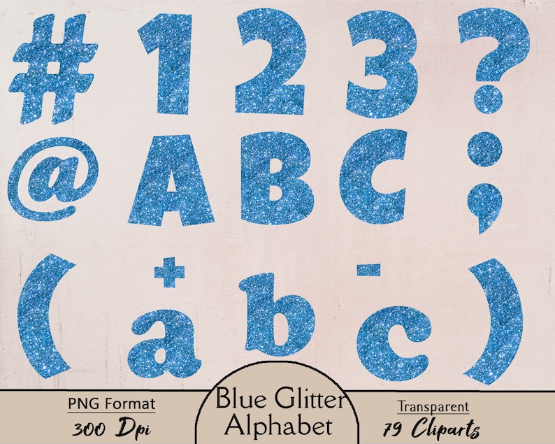 Blue Glitter Alphabet, 79 PNG Cliparts, Glitter Alphabet, Numbers ...