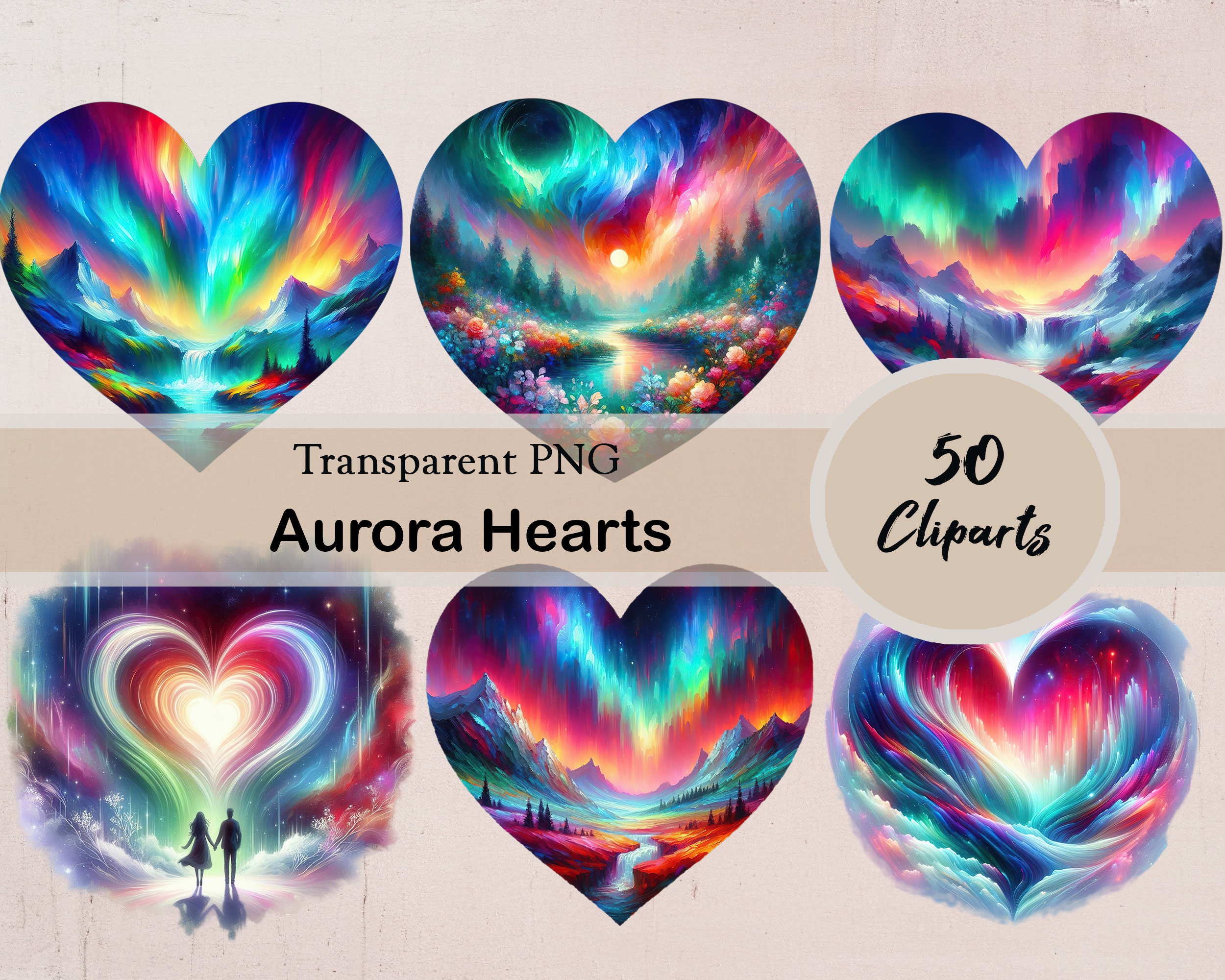Aurora Hearts, 50 PNG Cliparts, Aurora Borealis, Aurora Australis ...