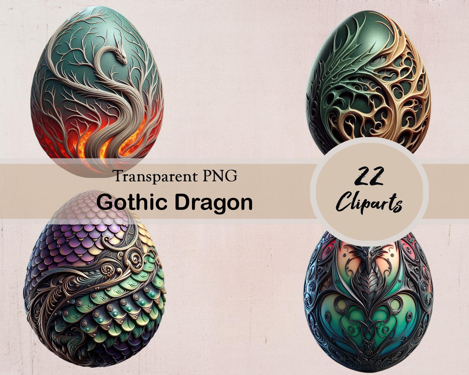 Gothic Dragons, 22 PNG Cliparts, Dark Fantasy, Dragon Clipart, Digital ...