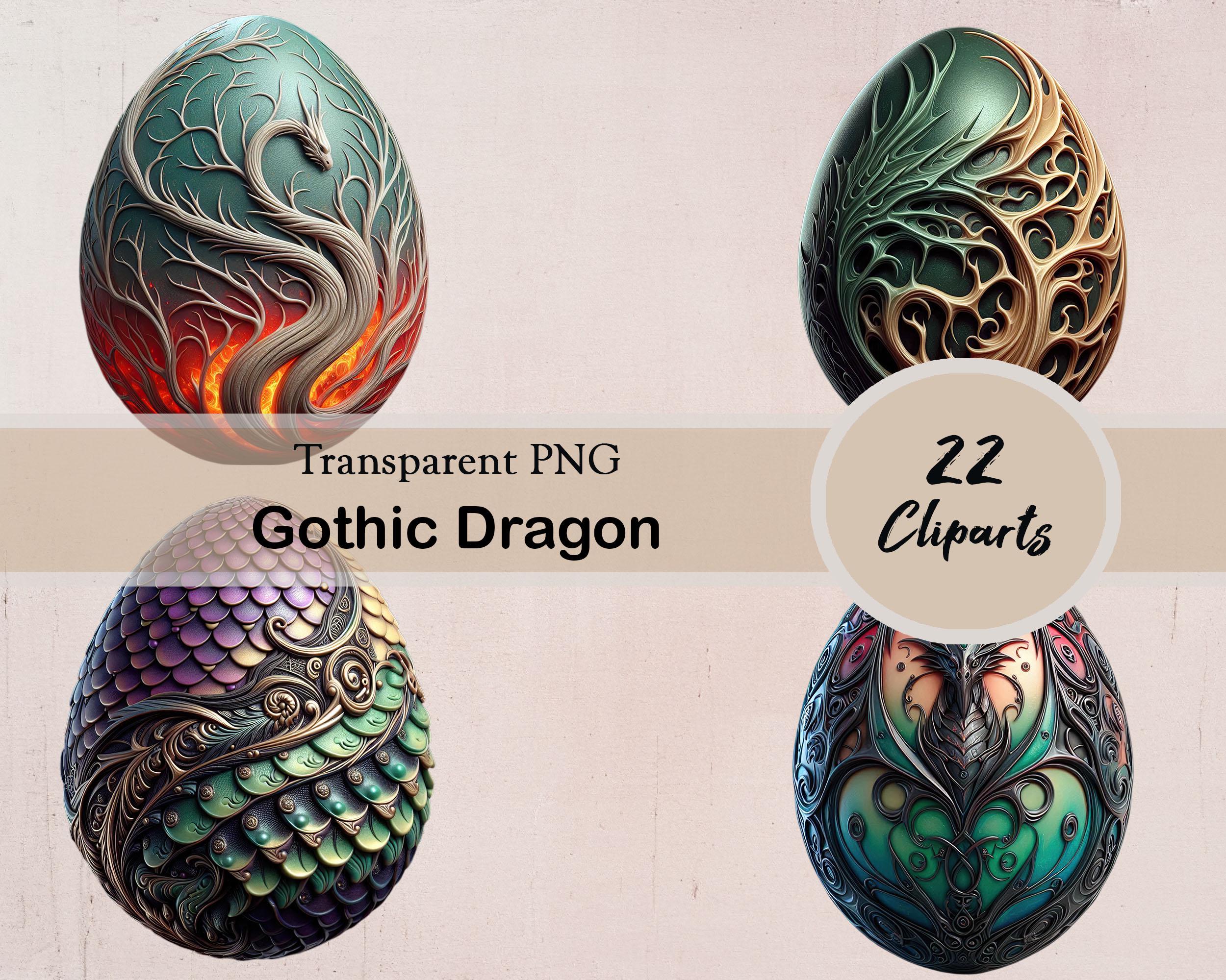 Gothic Dragons, 22 PNG Cliparts, Dark Fantasy, Dragon Clipart, Digital ...