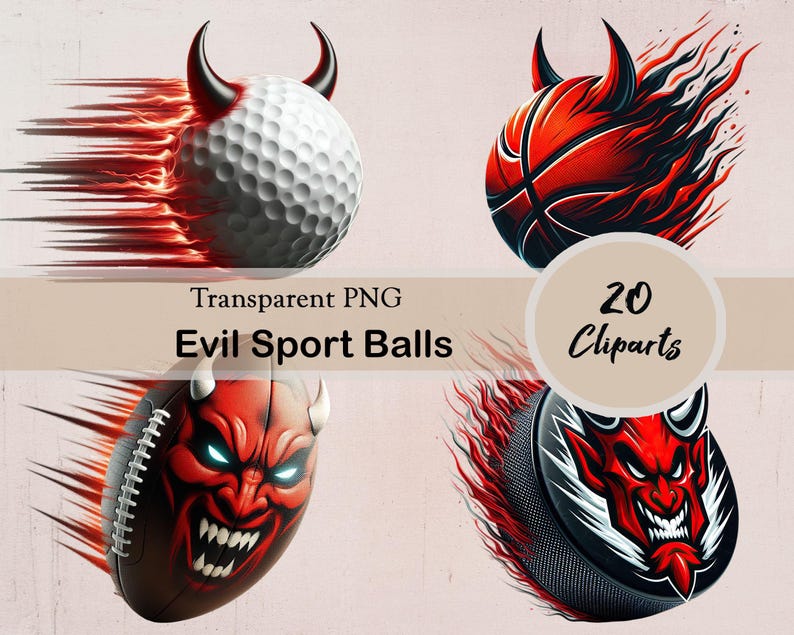 Evil Sport Balls, 20 PNG Cliparts, Devil Balls, Demon Balls, Dynamic ...
