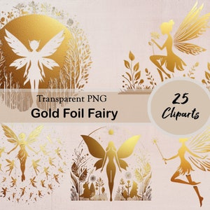 Gold Foil Fairy, 25 PNG Cliparts, Fairy Clipart, Gold Foil Clipart ...