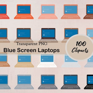 100 Laptops, Blue Screen , 100 PNG Cliparts, Digital Download ...