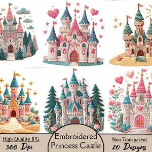 Embroidered Princess Castle, 20 JPG Images, Embroidery, Castle, Kingdom ...