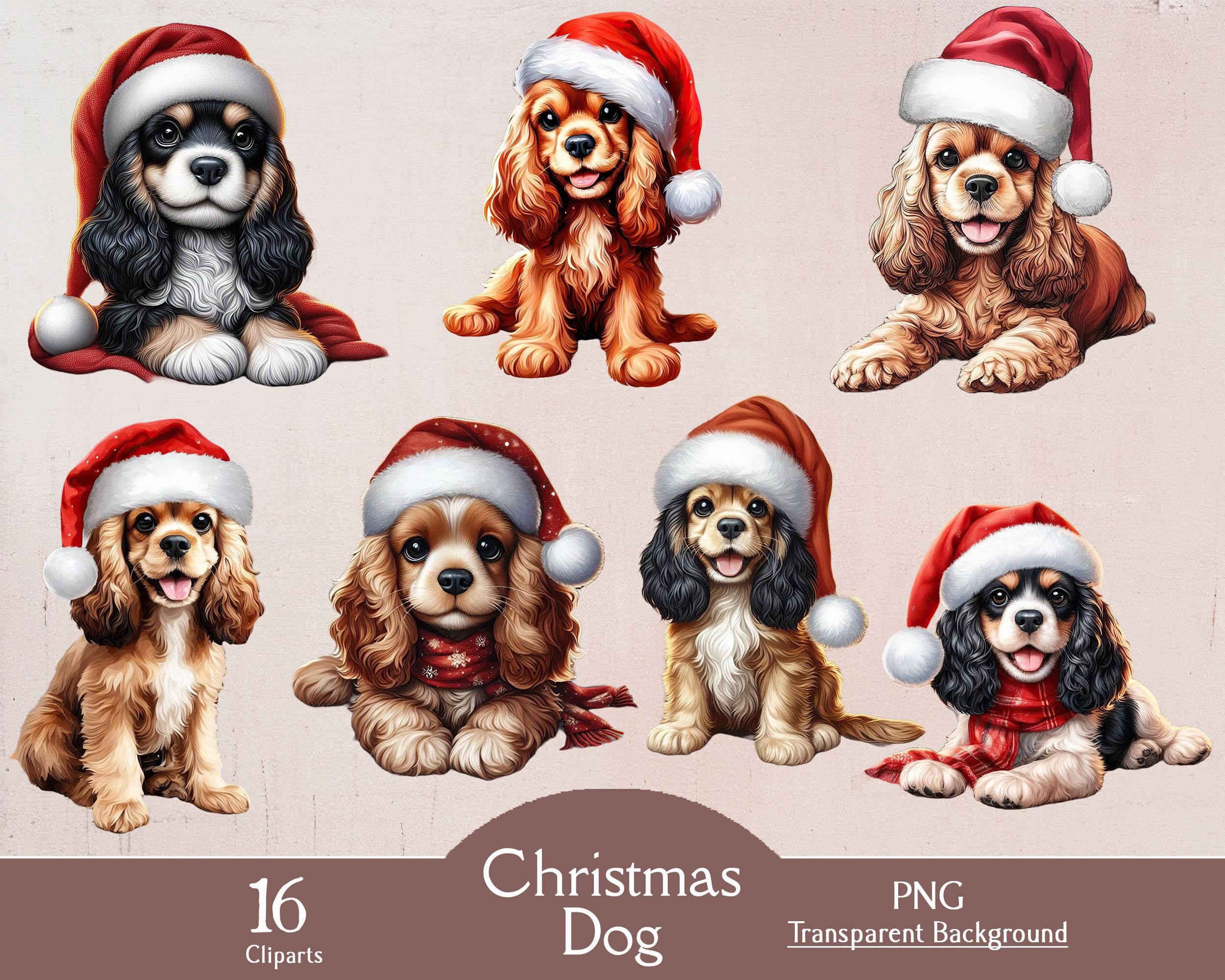 Cute Christmas Dogs,16 PNG Transparent Clipart, Christmas,sublimation ...