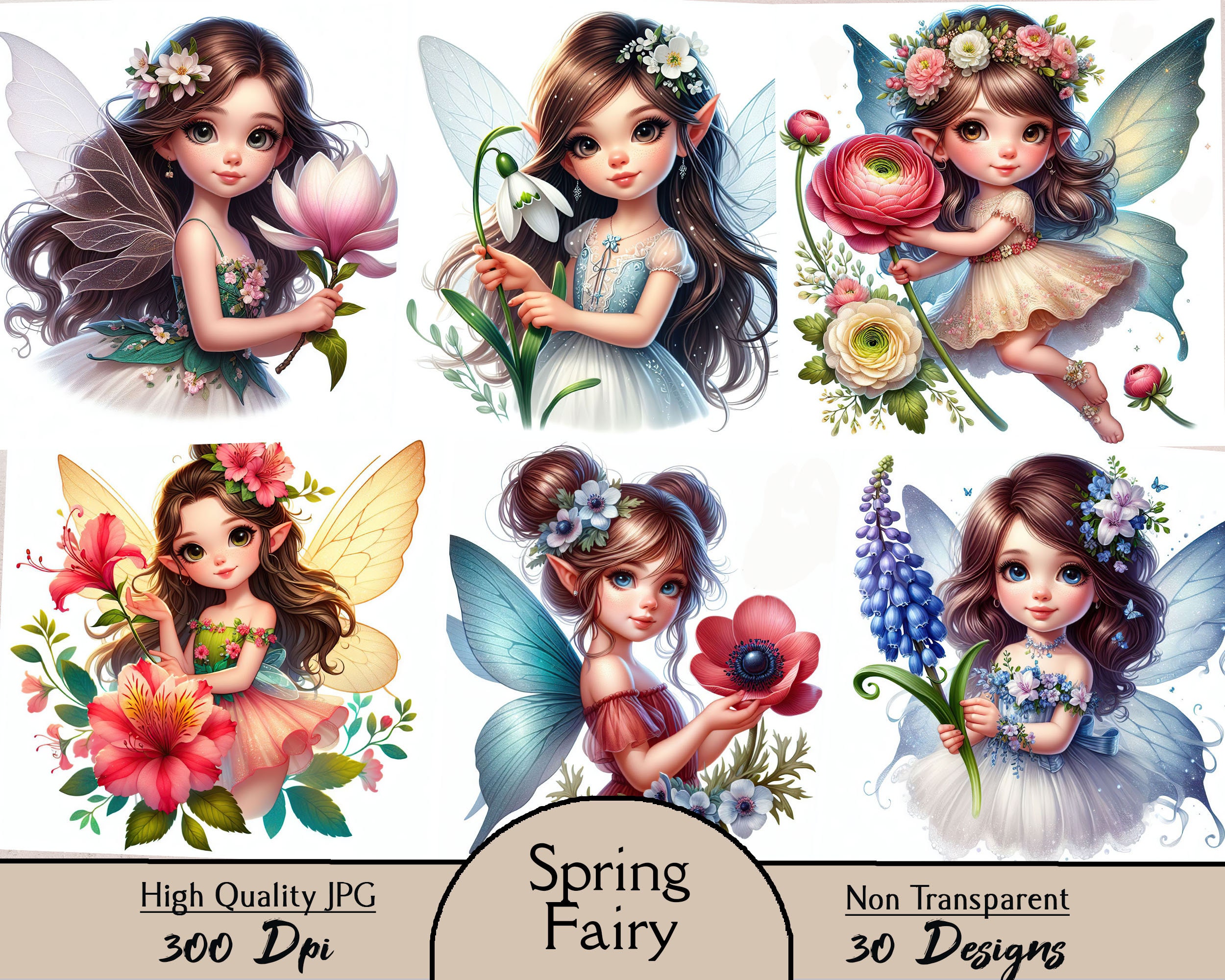 Spring Fairy, 30 Images Jpg, Clipart, Fairy Printables, Crafts, Fantasy ...