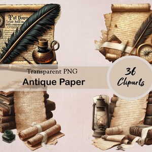 Antique Paper Clipart, 36 PNG Clipart, Vintage Paper, Vintage Books ...