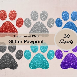 Glitter Pawprint, 30 PNG Cliparts, Glitter, Dog Paws, Clipart ...
