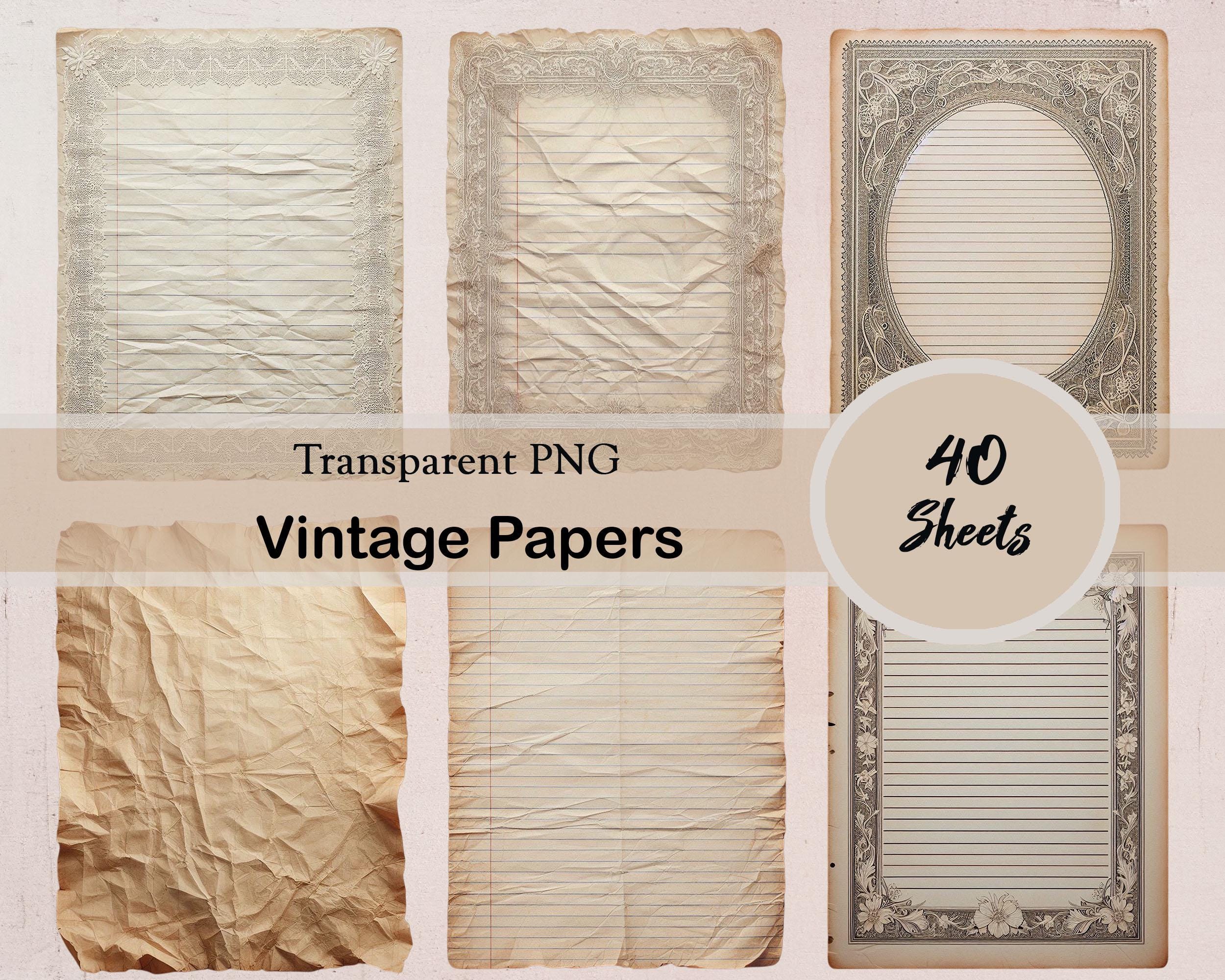 Vintage Papers, 40 Sheets PNG, Printable, Old Paper, Ephemera, Empty ...