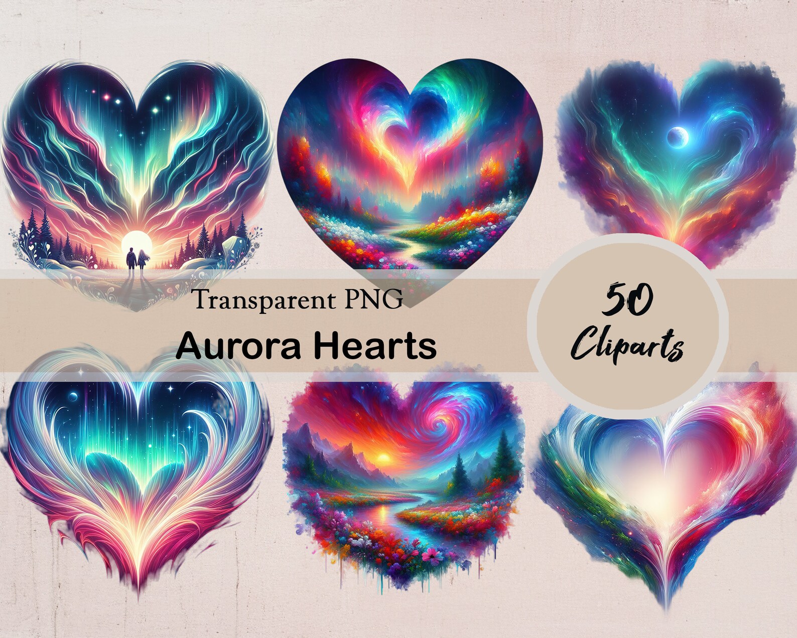 Aurora Hearts, 50 PNG Cliparts, Aurora Borealis, Aurora Australis ...