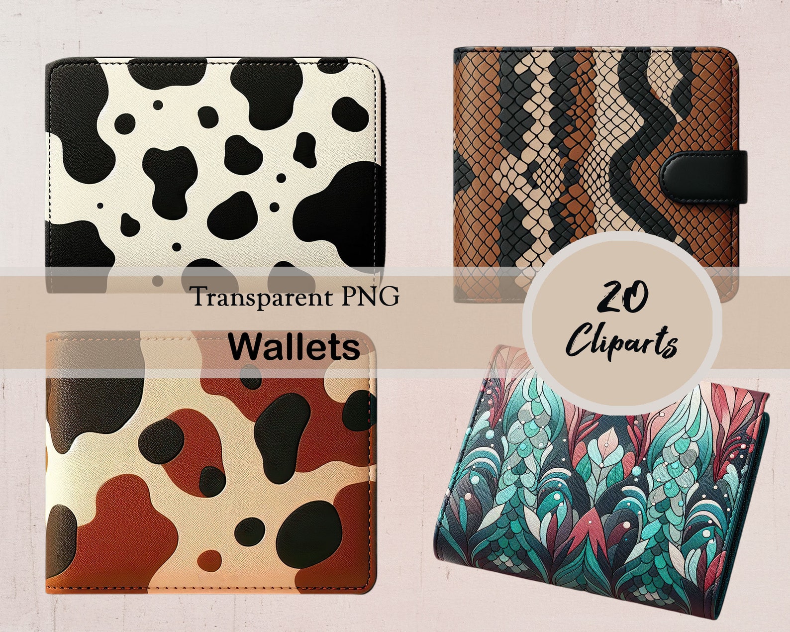 Wallets, 20 PNG Cliparts, Woman Wallet, Summer Wallet, Leather Wallet ...